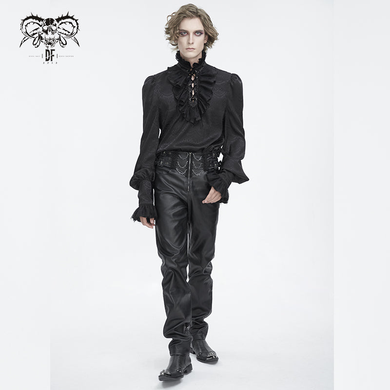 SHT116 High collar jacquard chiffon men shirt – Devil Fashion Official