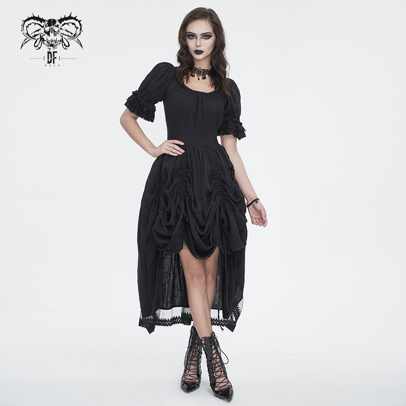 SKT194 Gothic gathered-front tunic dress – Devil Fashion Official
