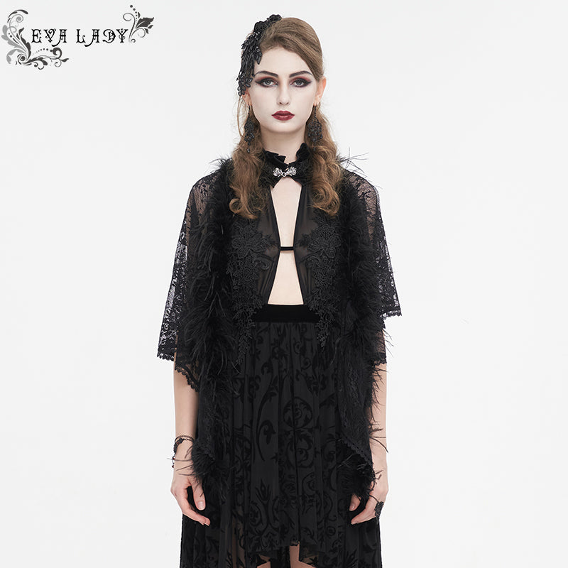 ECA011 feather lace shawl – Devil Fashion Official