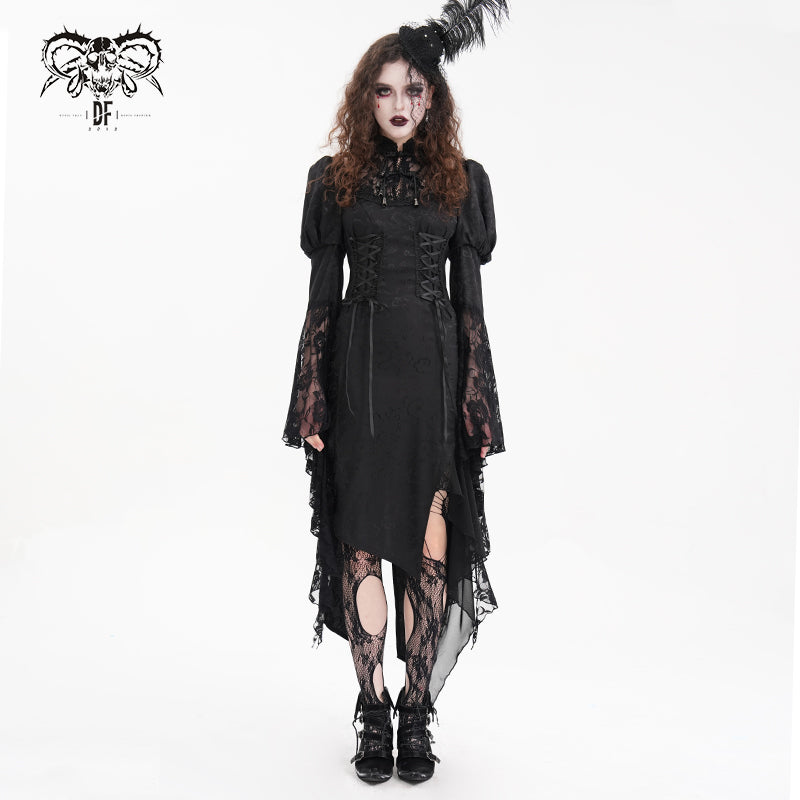 SKT222 Gothic cheongsam trumpet sleeve waisted dress – Devil Fashion ...