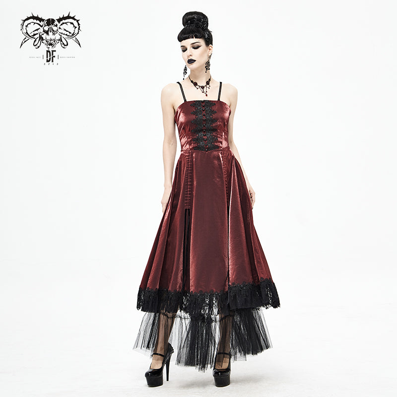 SKT11302 red Gothic tube top layered full dress – Devil Fashion Official